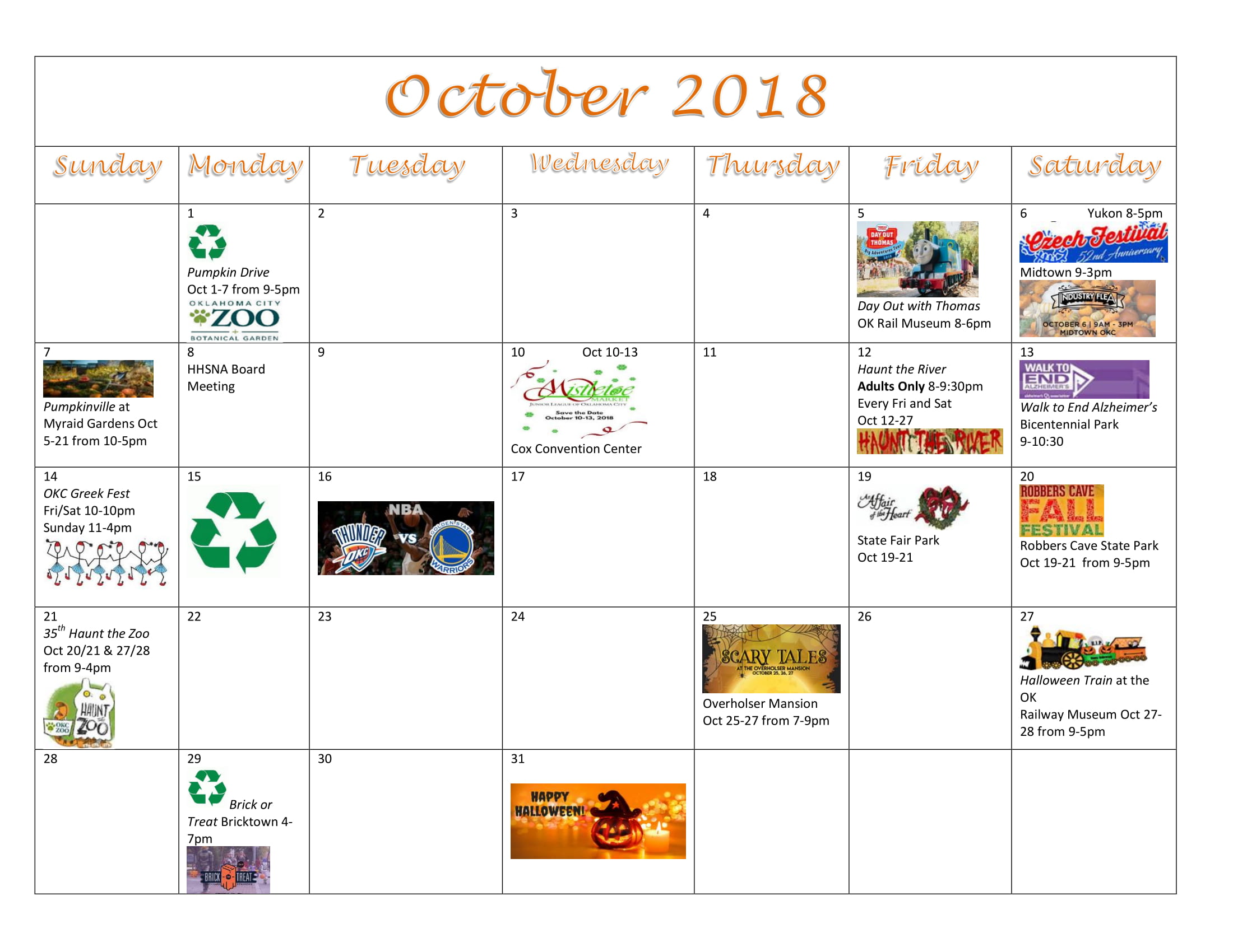October Calendar of Events | Harvest Hills South