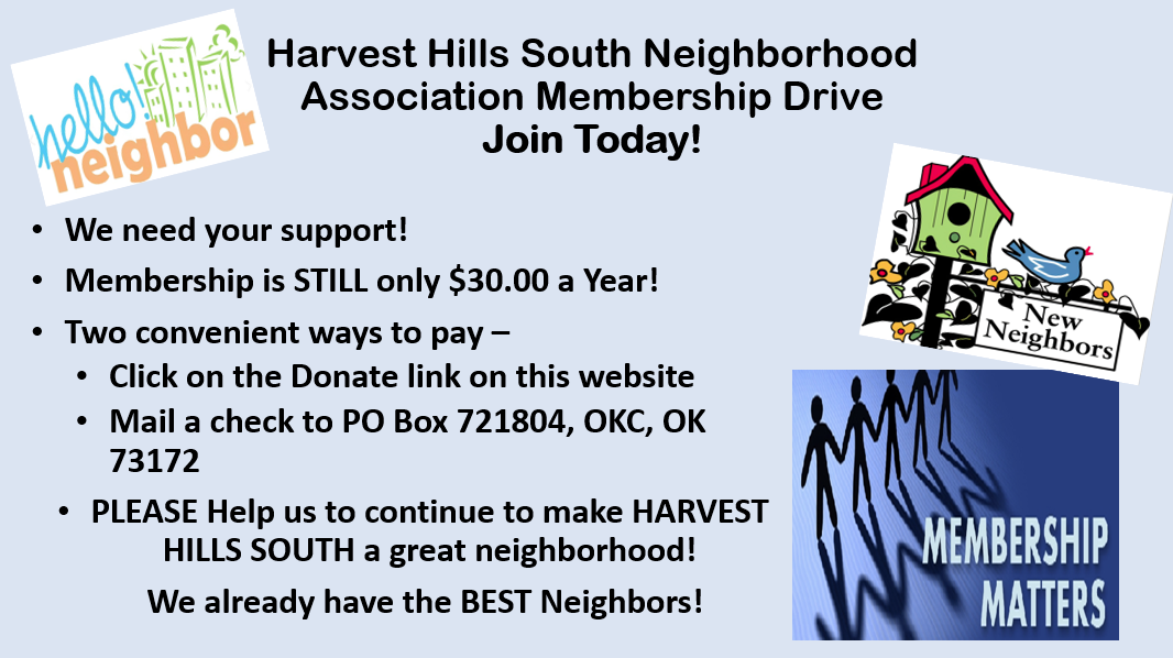 Membership Drive | Harvest Hills South Neighborhood Association