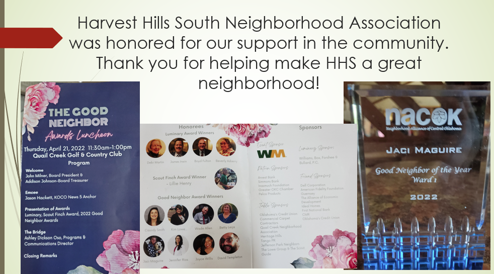 The Good Neighbor Award Luncheon | Harvest Hills South Neighborhood ...